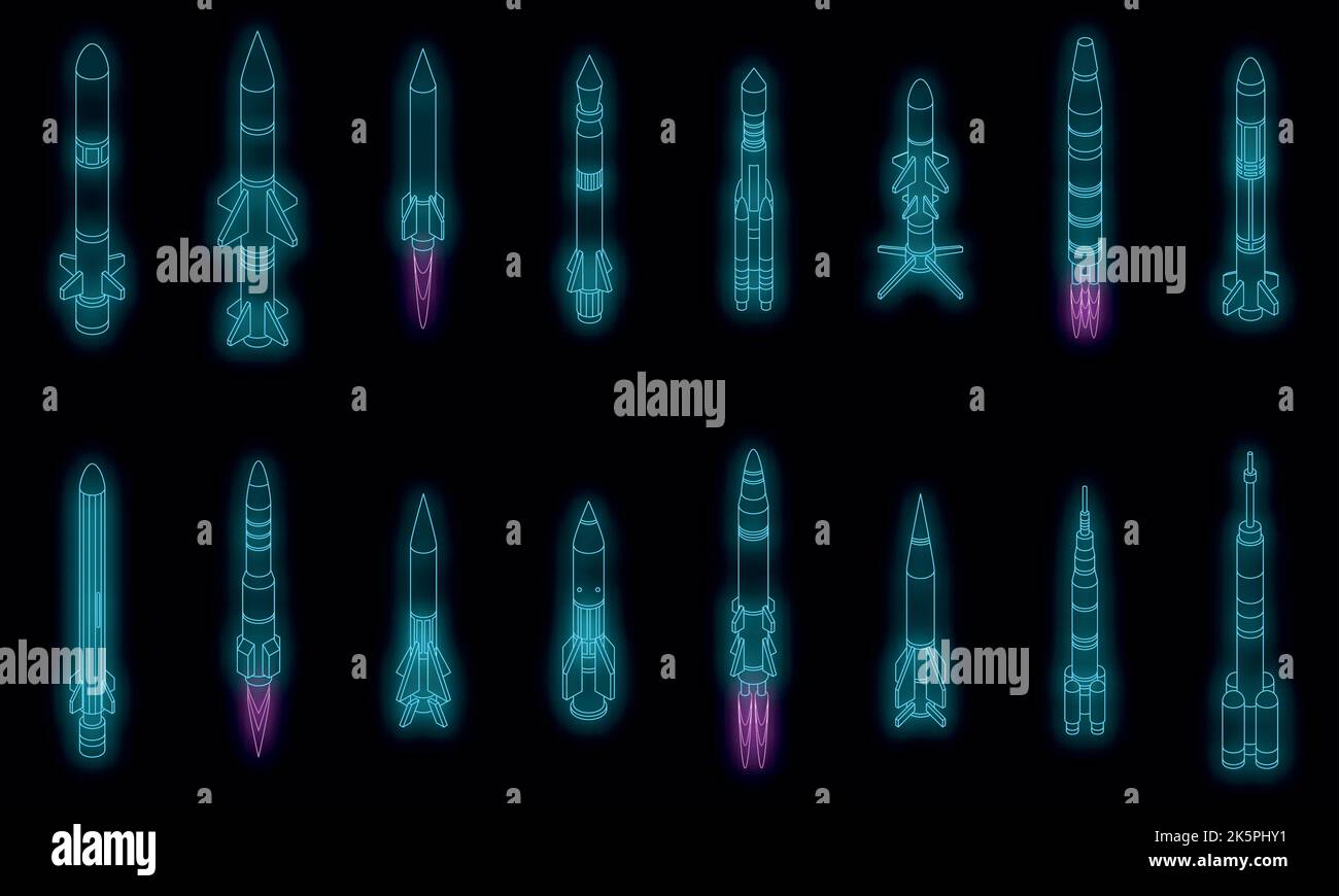 Missile attack icons set. Isometric set of missile attack vector icons ...