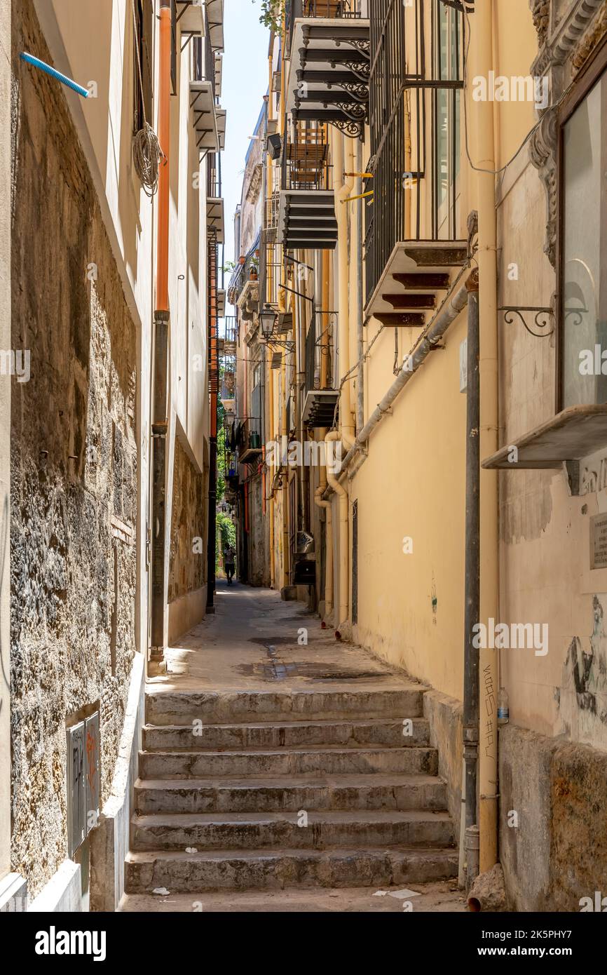 Palermo, Sicily, Italy - July 6, 2020: Typical Italian street and ...