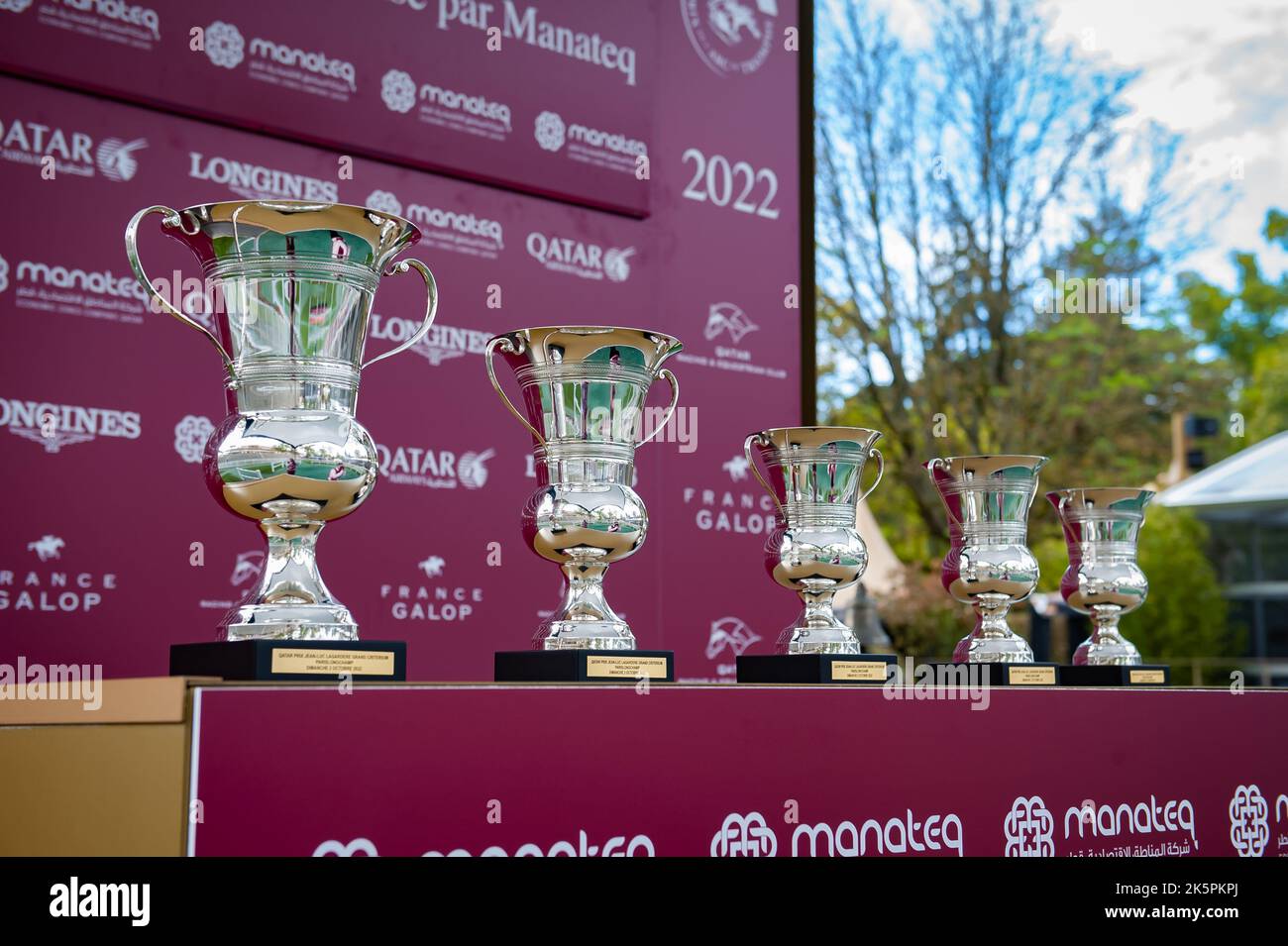 The trophies for the Qatar Prix Jean-Luc Lagardere before the race ...