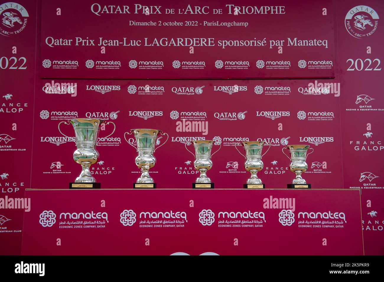The Trophies For The Qatar Prix Jean Luc Lagardere Before The Race