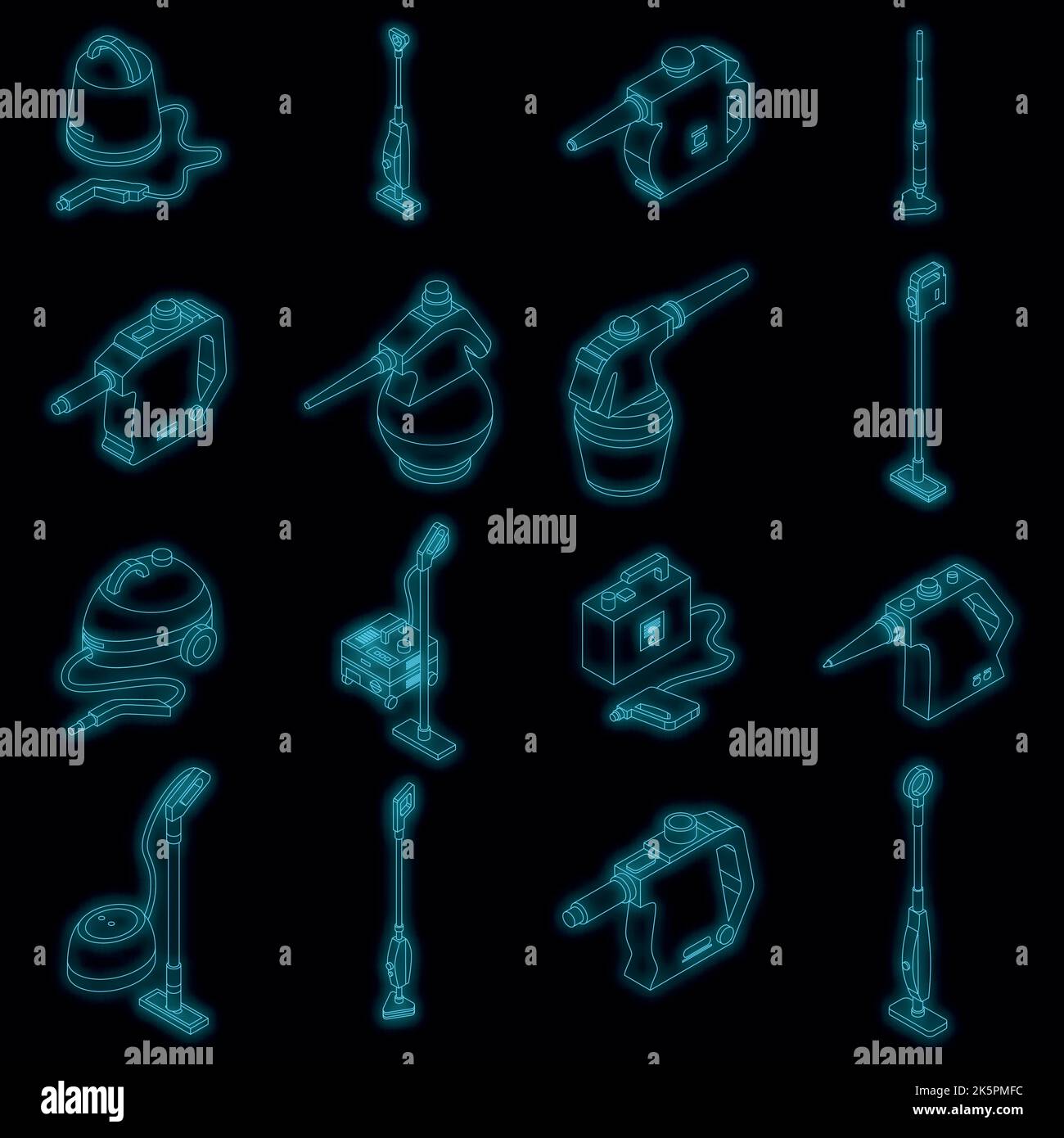 Steam cleaner icons set. Isometric set of steam cleaner vector icons ...