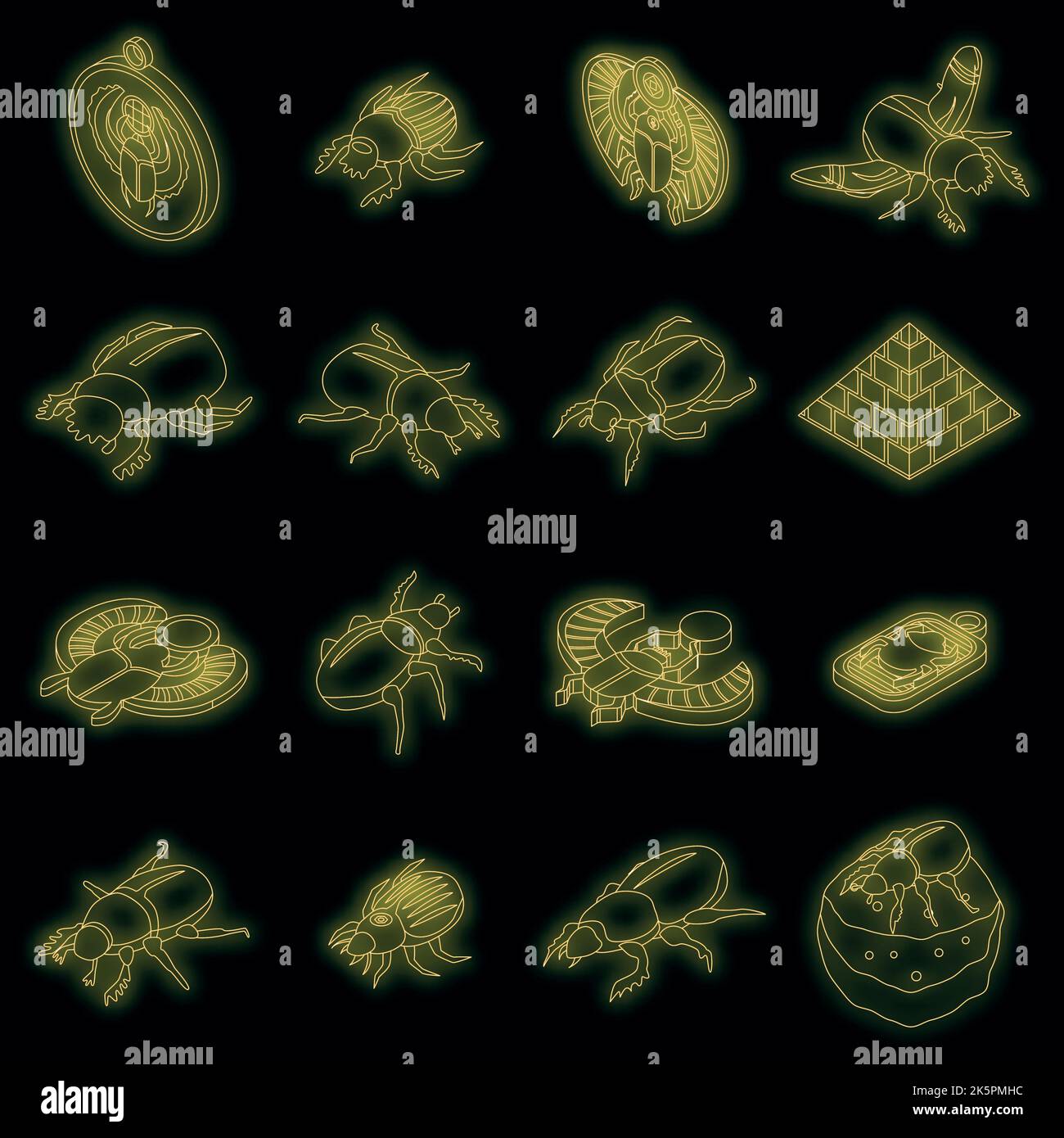 Scarab beetle icons set. Isometric set of scarab beetle vector icons ...