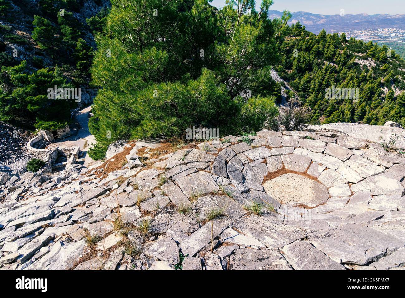 Part of the abandoned Penteli marble quarry in Attika, Greece. Penteli ...