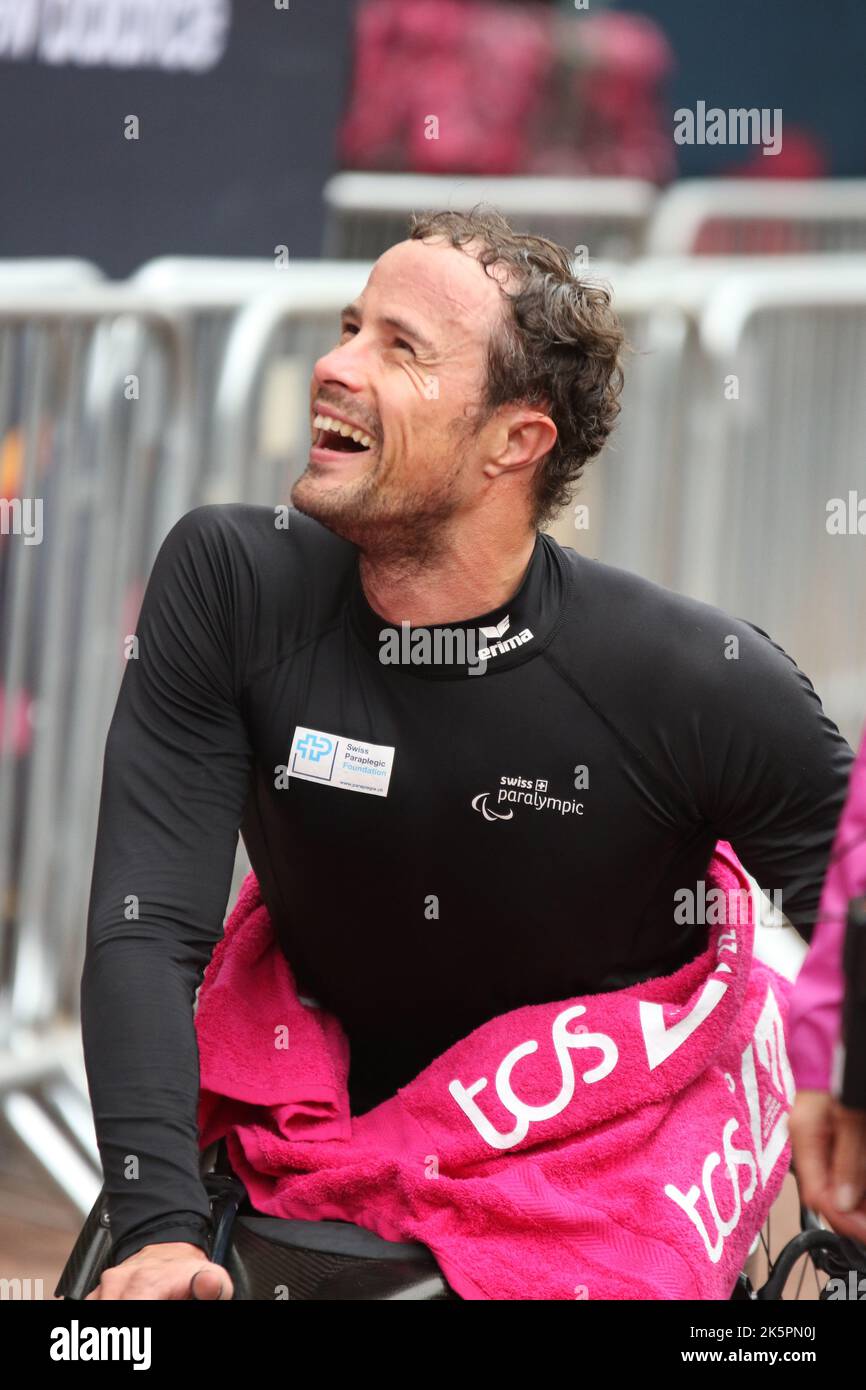 Marcel Hug of Switzerland wins the mens Wheelchair (T53/T54) TCS London ...