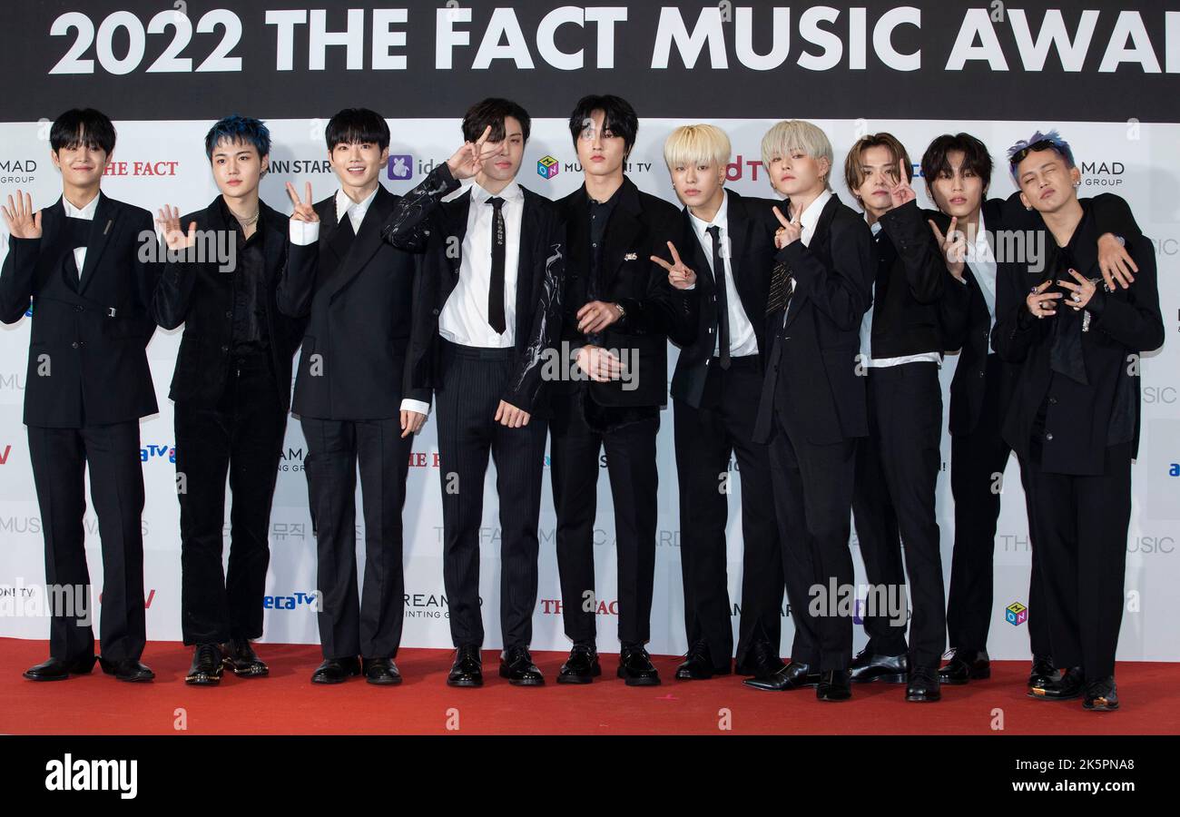 8 Oct 2022 - Seoul, South Korea : South Korean–Japanese boy band Treasure, attend a red carpet ...