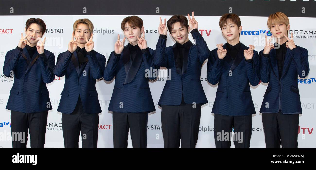 Seoul, South Korea. 8th Oct, 2022. South Korean K-Pop boys group TNX, attend a red carpet during ...