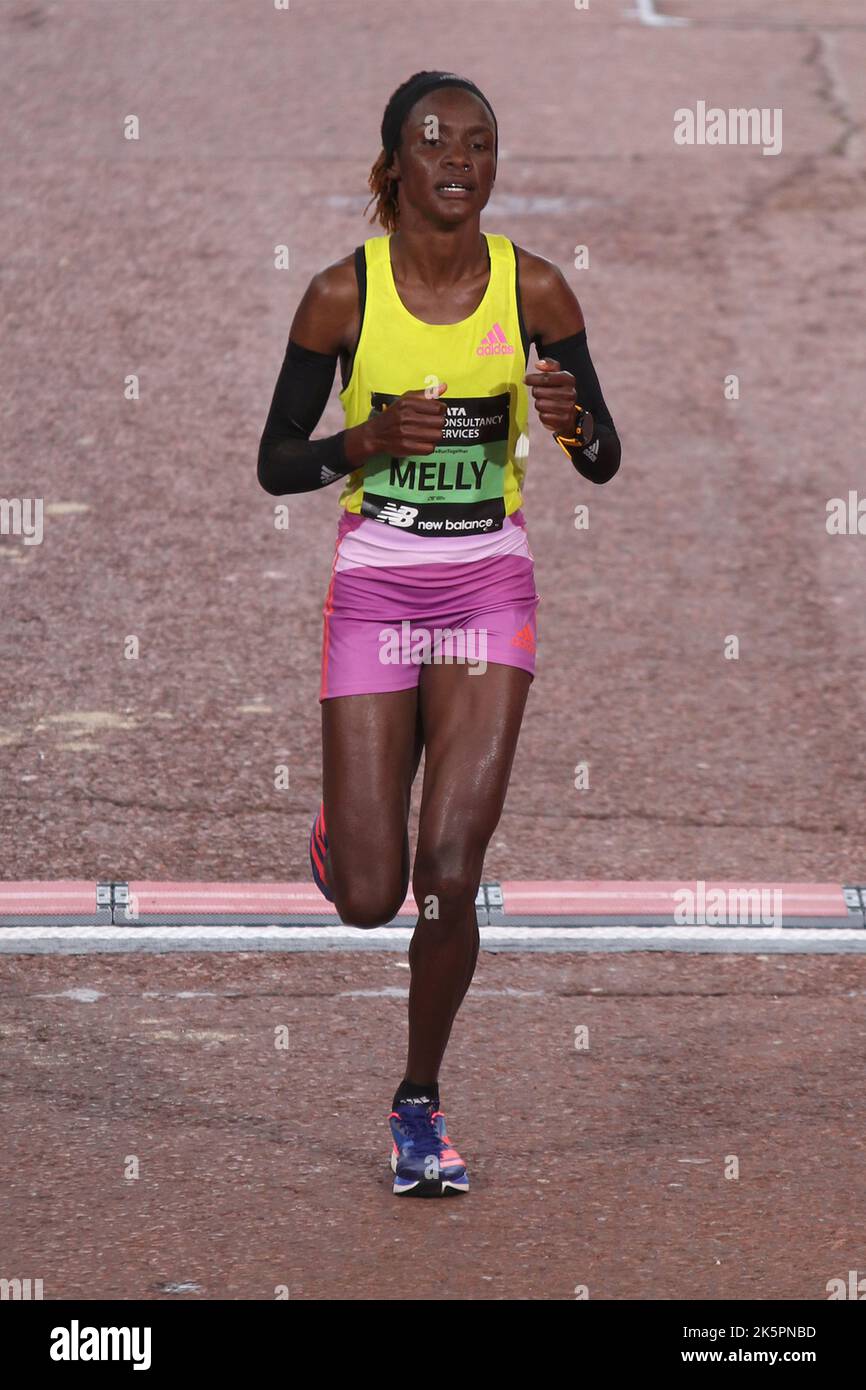 Joan Chelimo MELLY of Romania finishes in the womens London marathon ...