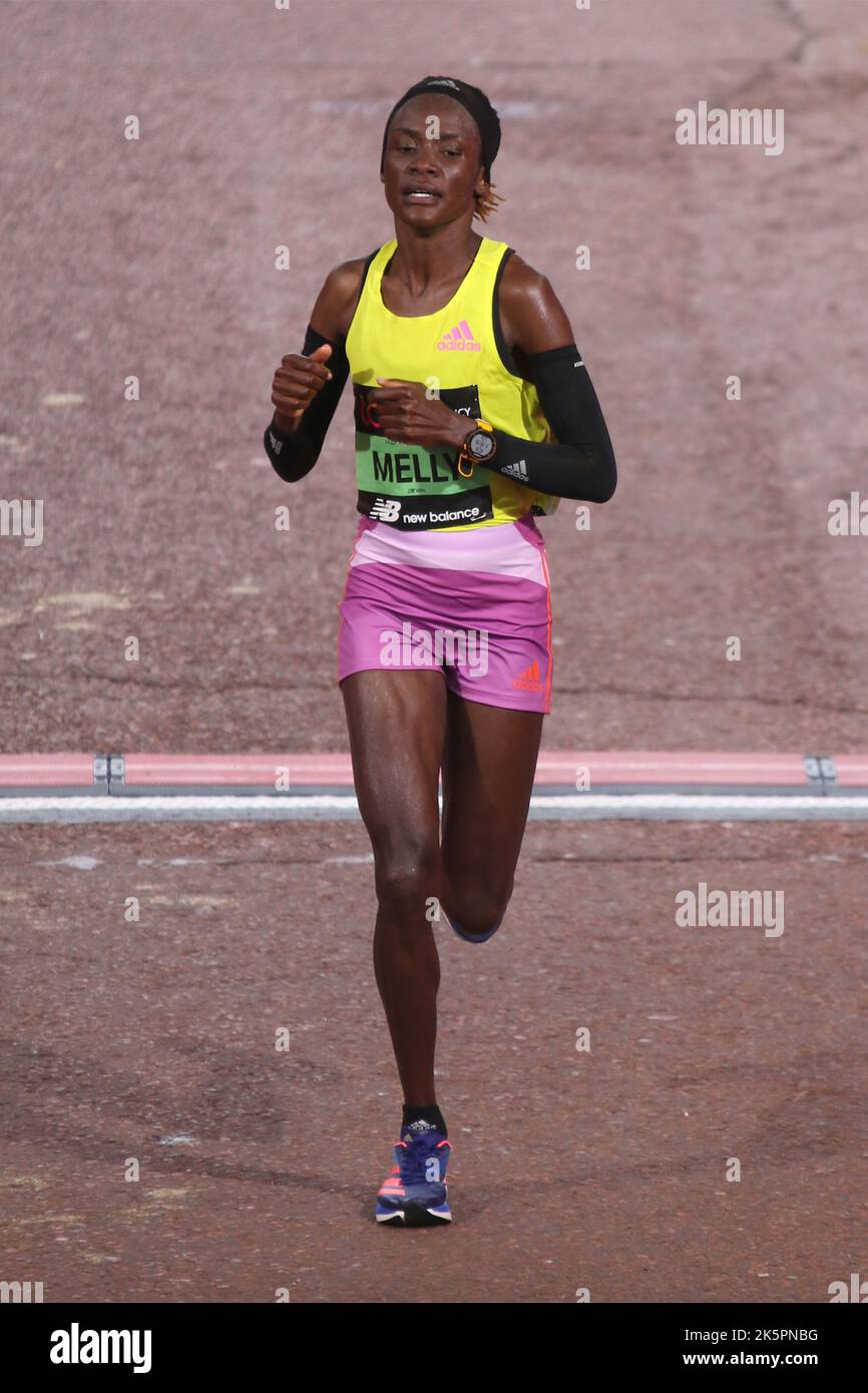 Joan Chelimo MELLY of Romania finishes in the womens London marathon ...