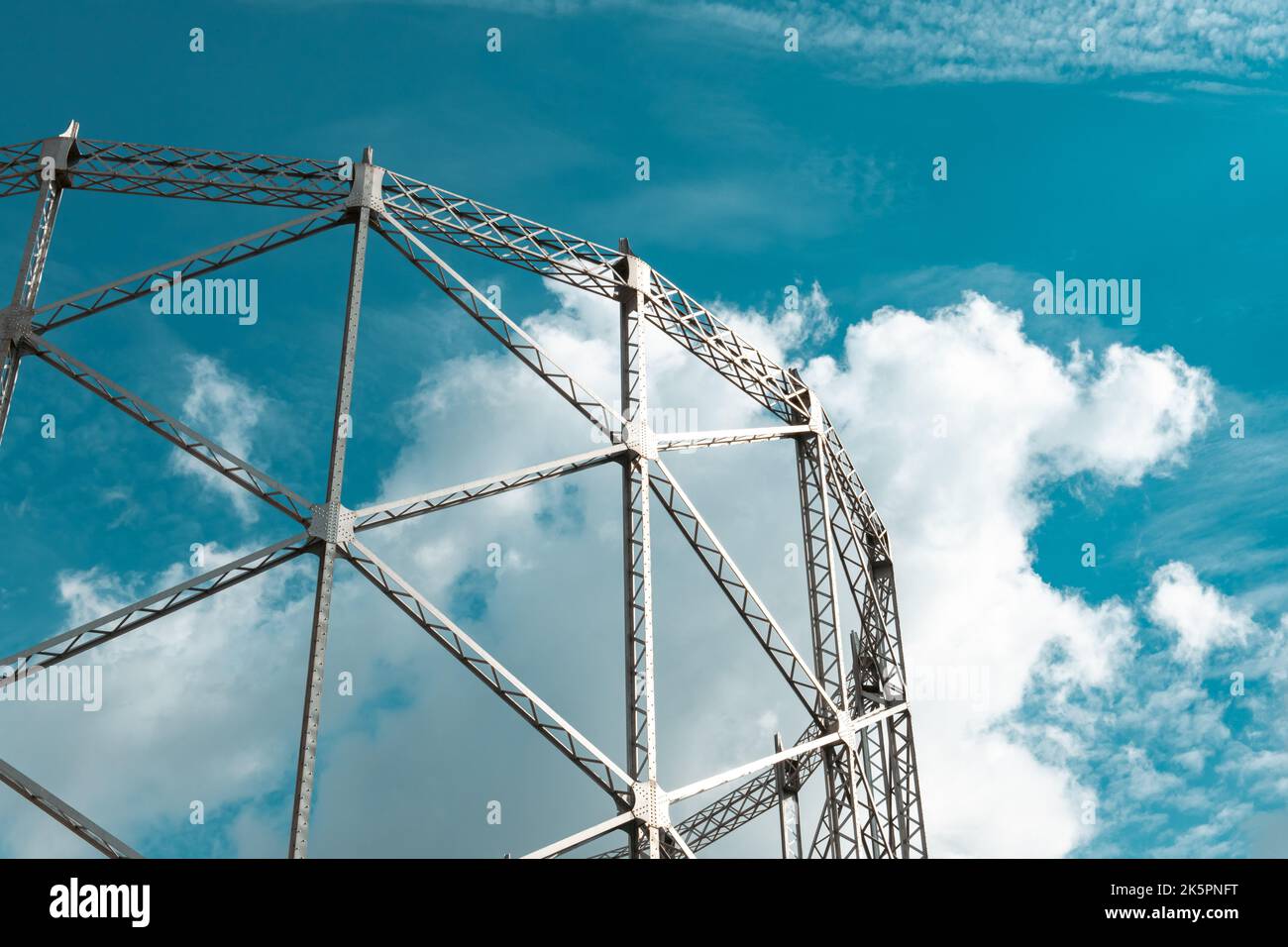 Low angle view of industrial architecture structure metallic skeleton ...