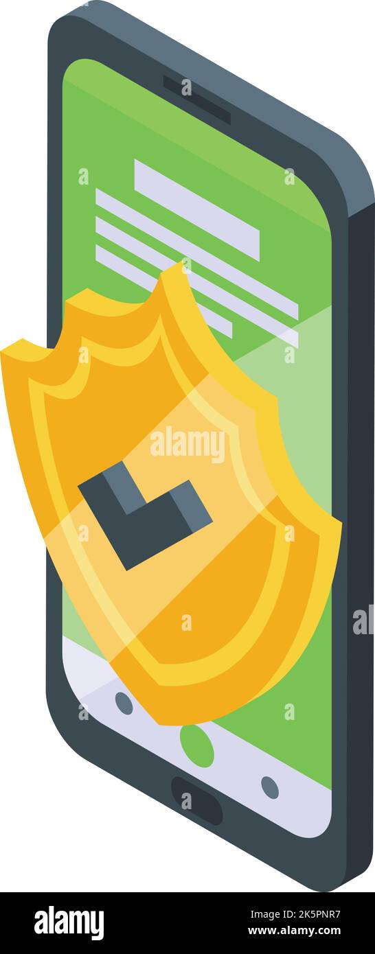 Secured phone icon isometric vector. Data security. Safe protection ...
