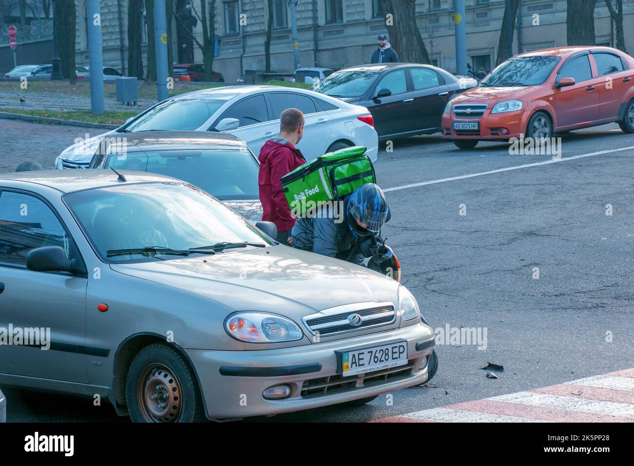 Dnepropetrovsk, Ukraine - 11.22.2021: Accident of two passenger cars ...