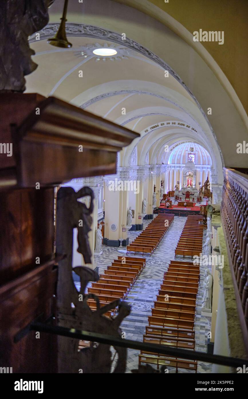 Inside of Arequipa Cathedral. Arequipa Peru. Pipe organ and interior of ...