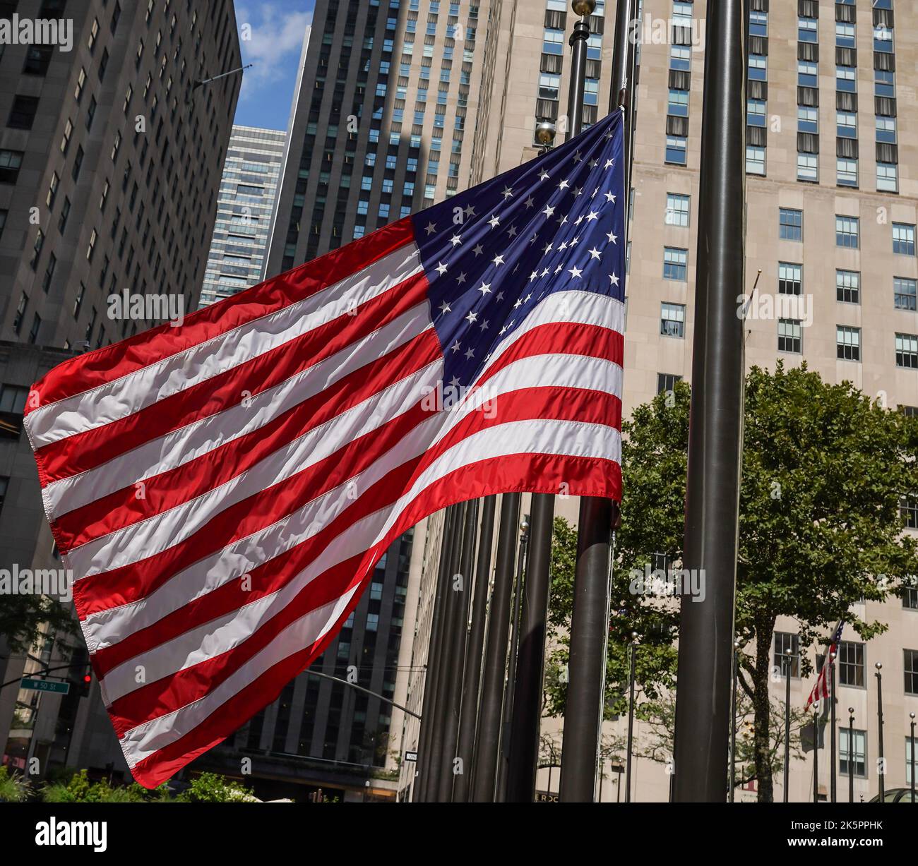 American Flag Flies Half-Staff in Remembrance of September 11 Stock ...