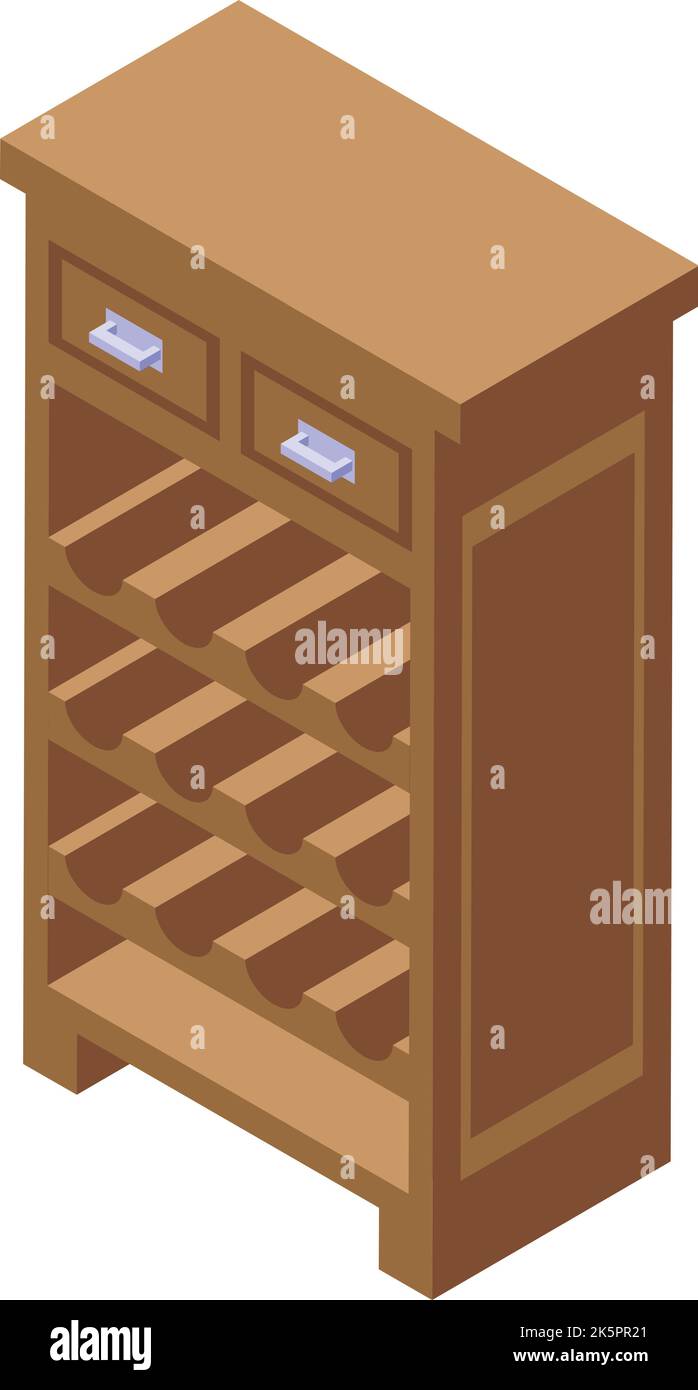 Box alcohol icon isometric vector. Wine room. Wine cabinet Stock Vector ...