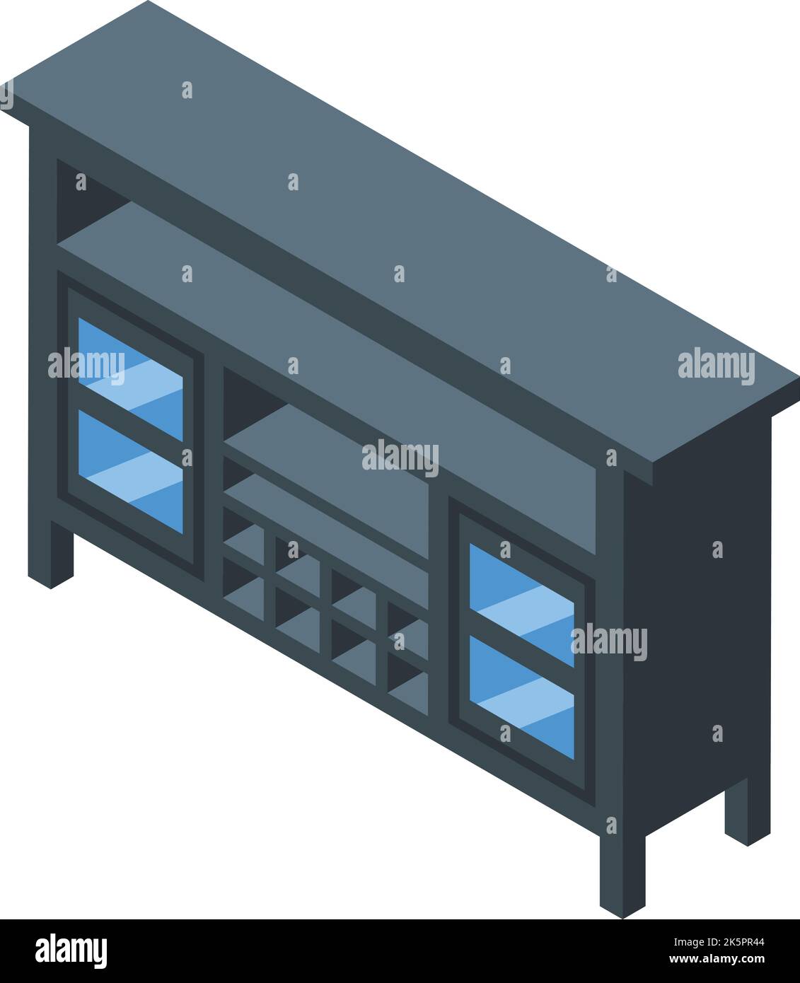 Black wine cabinet icon isometric vector. Food room. Glass box Stock ...