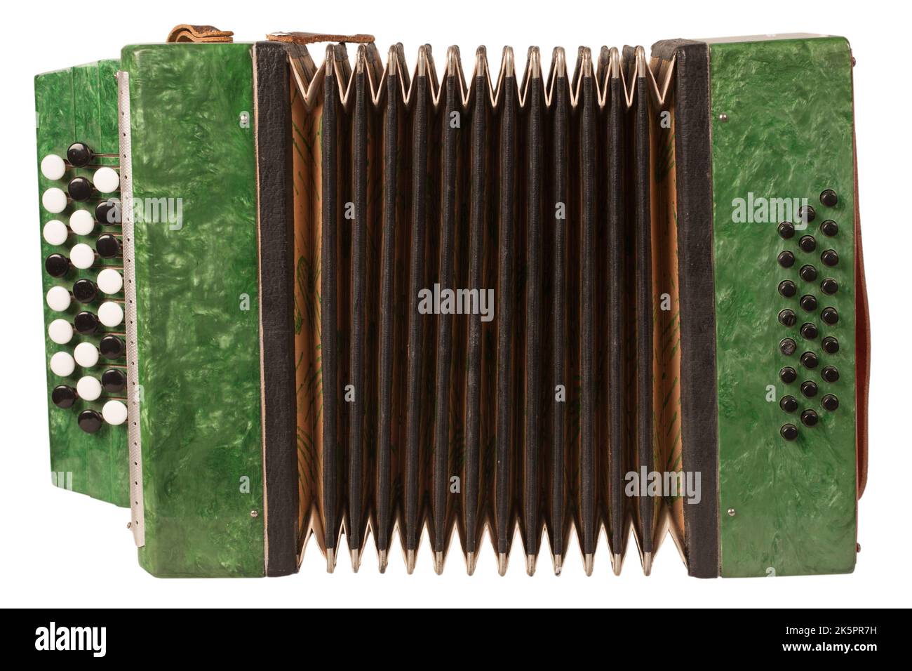 Small retro bayan (accordion). Folk musical instrument. Isolated on ...