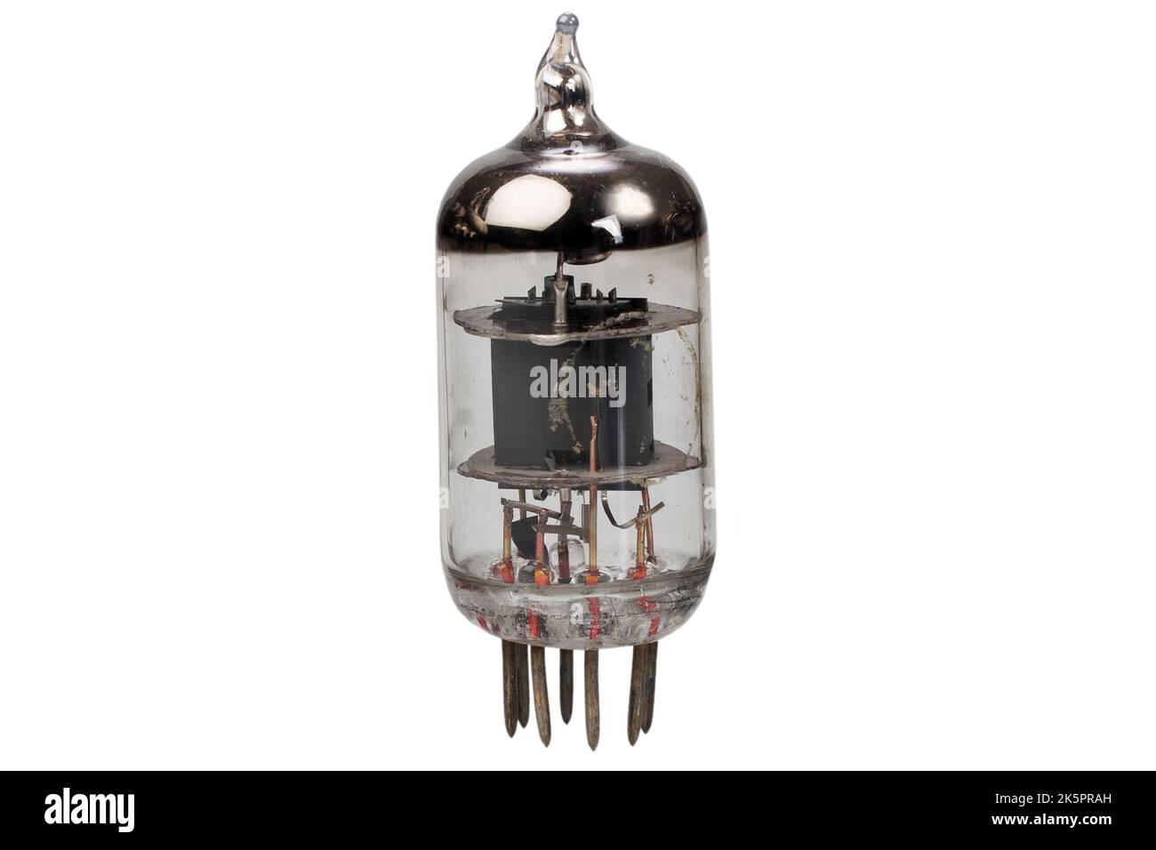 Retro vintage vacuum electronic radio tube. Isolated on white ...