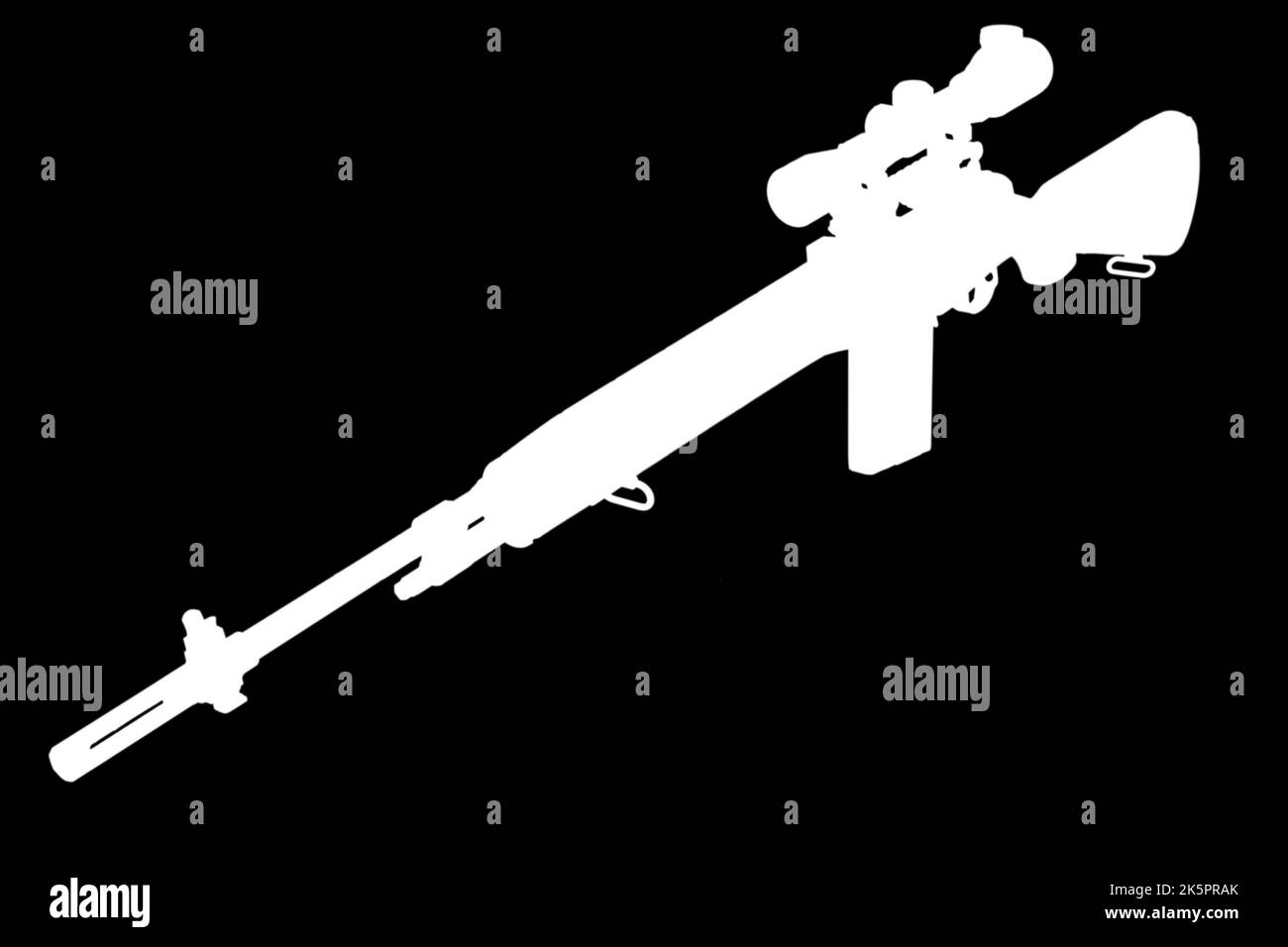 M14 based sniper rifle white silhouette on black background Stock Photo ...