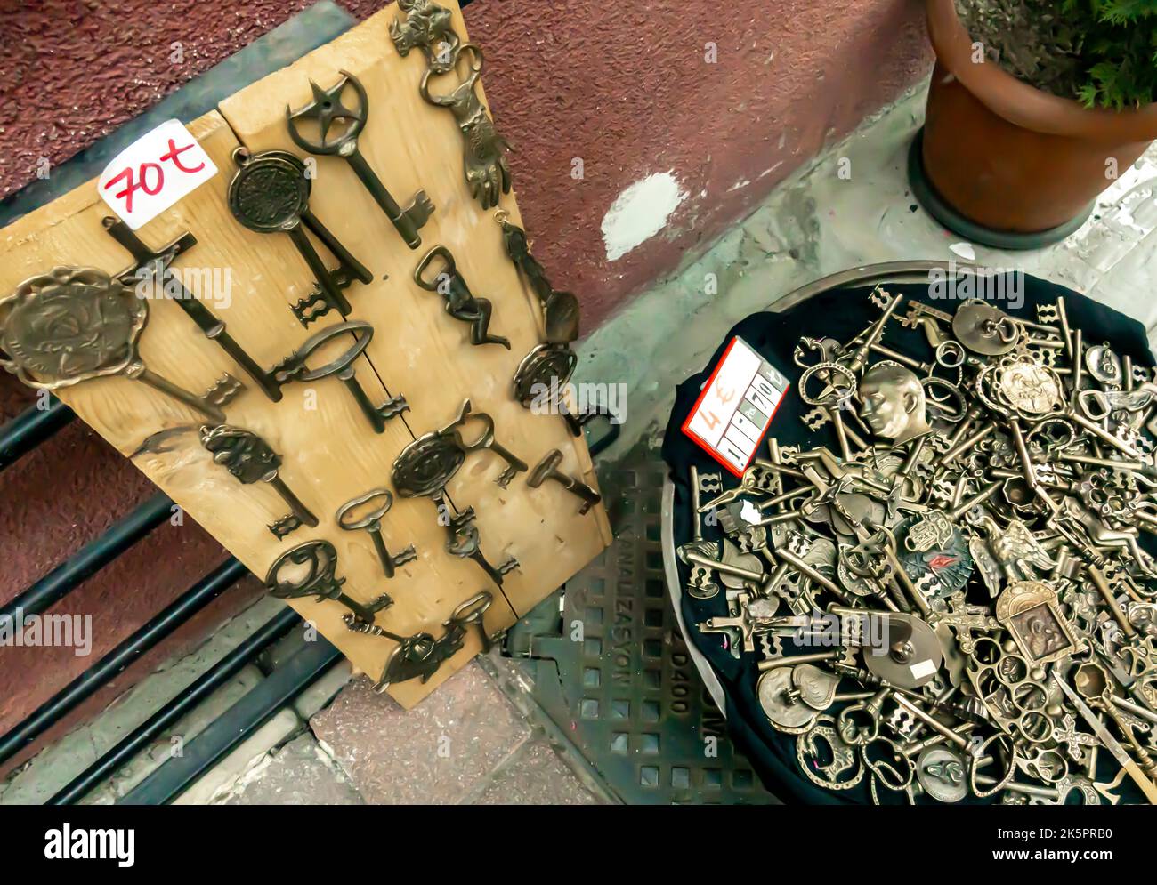 Istanbul crafts. Metal Ottoman keys with price tag sold in the street ...