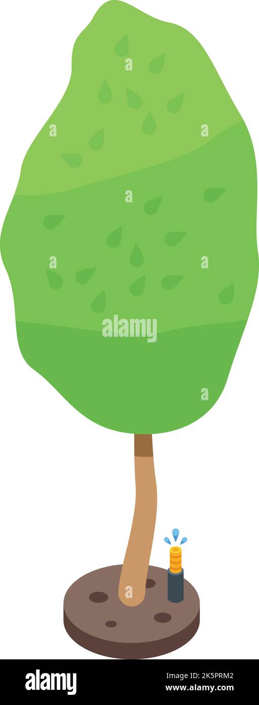 Tree irrigation icon isometric vector. Water system. Pipe garden Stock ...
