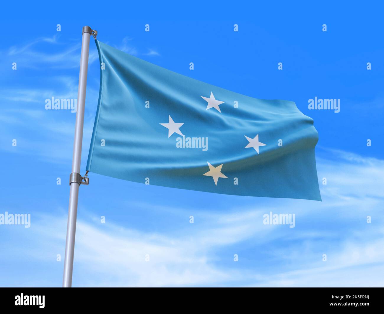 Beautiful Micronesia flag waving in the wind with sky background - 3D ...