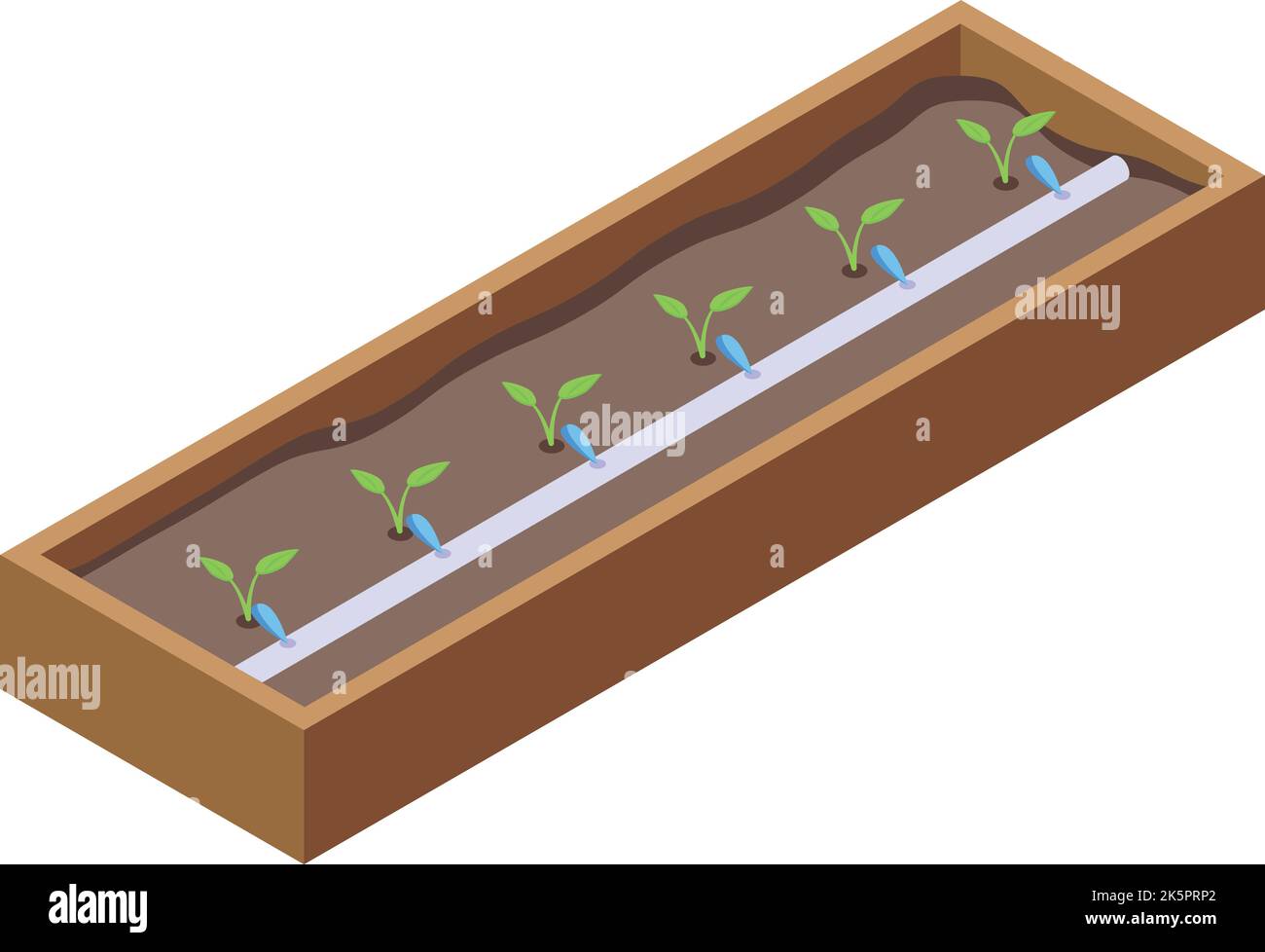 Plant pot irrigation system icon isometric vector. Farm hose. Water ...