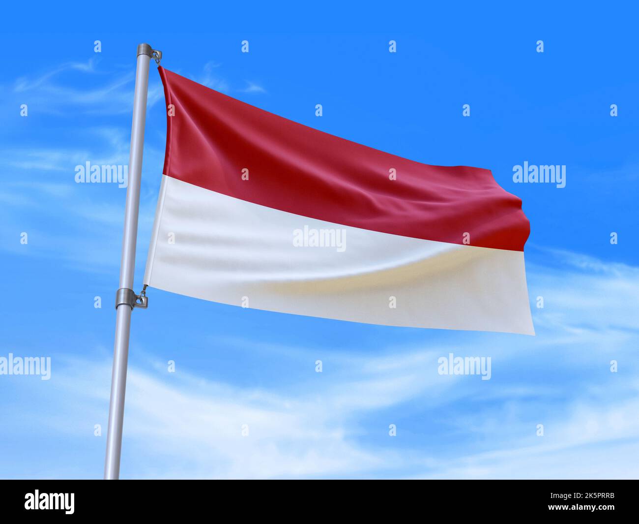 Beautiful Monaco flag waving in the wind with sky background - 3D ...