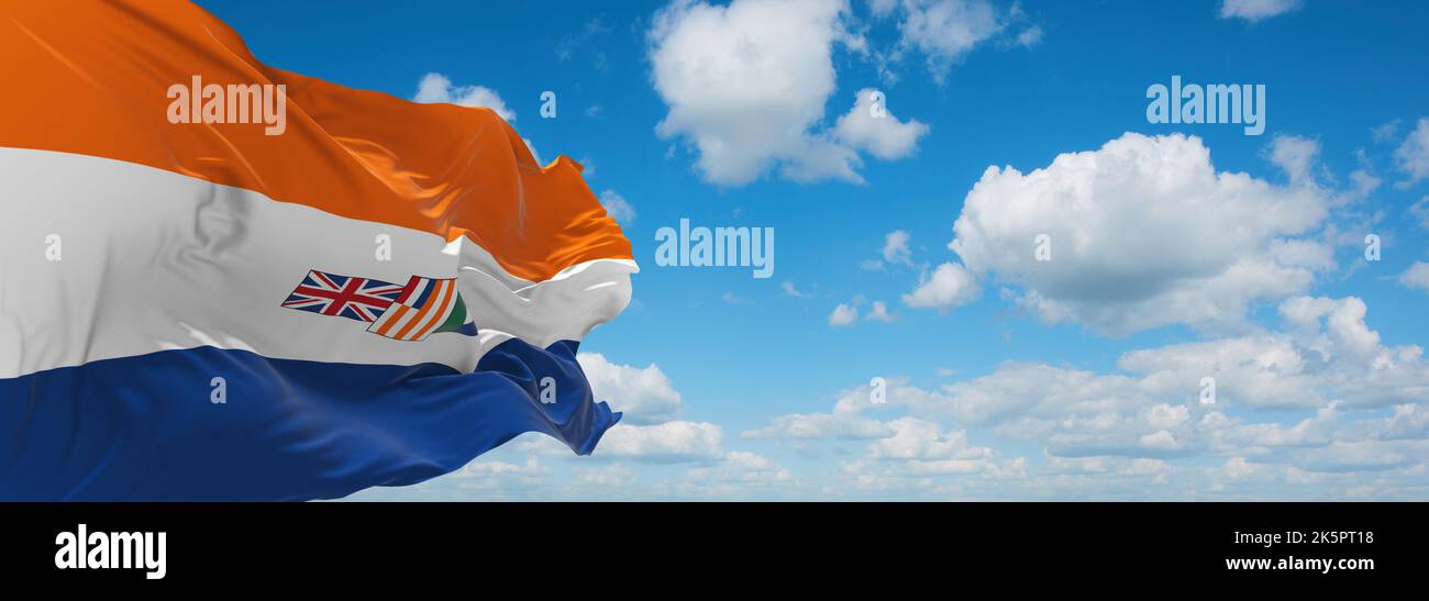 flag of South Africa 1928 1994, africa at cloudy sky background. flag ...