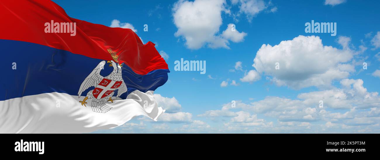flag of State Serbian Krajina 1991, Europe at cloudy sky background ...