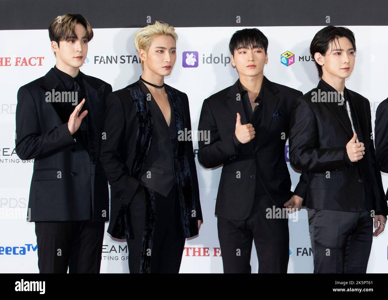 Seoul, South Korea. 8th Oct, 2022. South Korean-Japanese boy band Ateez, attend a red carpet ...