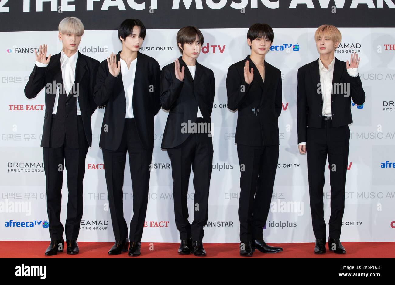 Seoul, South Korea. 8th Oct, 2022. South Korean-Japanese boy band Tomorrow X Together, (TXT ...