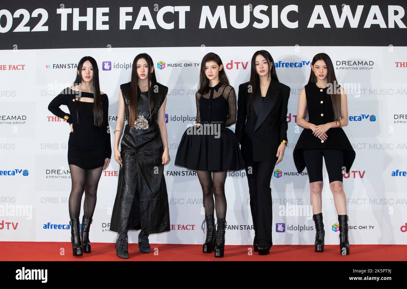 Seoul, South Korea. 8th Oct, 2022. South Korean Minji, Hanni, Danielle, Haerin and Hyein, K-Pop ...