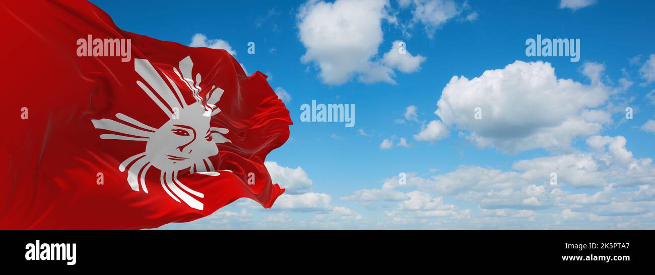 flag of Tagalog people, asia at cloudy sky background, panoramic view ...