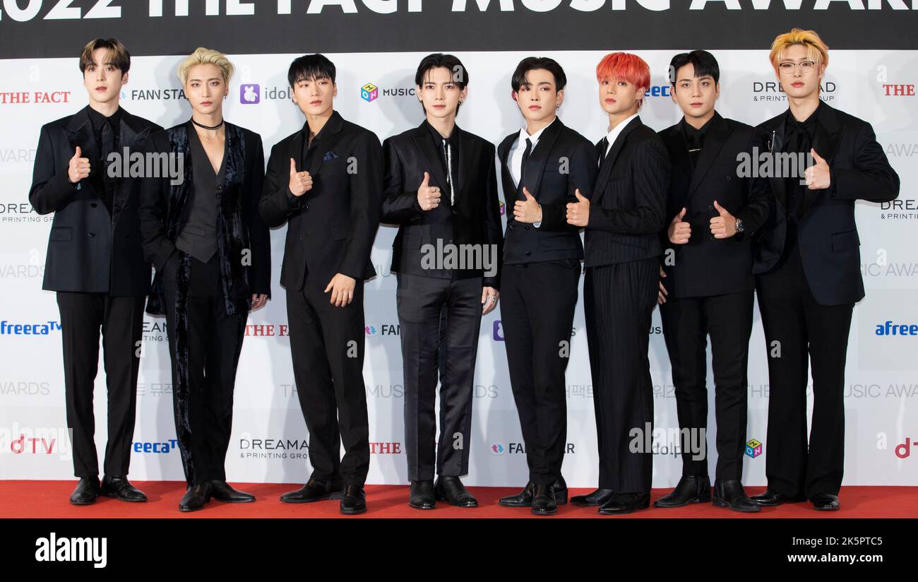 8 Oct 2022 - Seoul, South Korea : South Korean–Japanese boy band Ateez, attend a red carpet ...