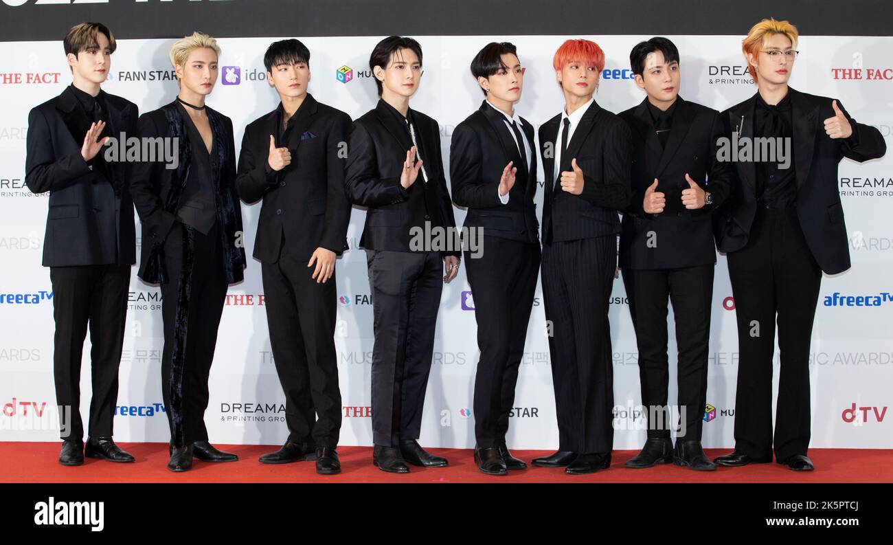 8 Oct 2022 - Seoul, South Korea : South Korean–Japanese boy band Ateez, attend a red carpet ...