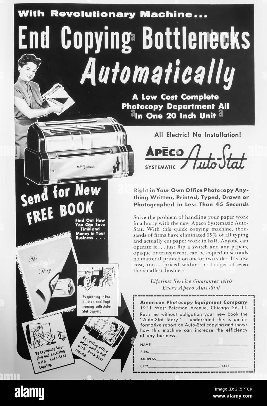 American Photocopy Equipment Company, APECO advert in NatGeo magazine ...
