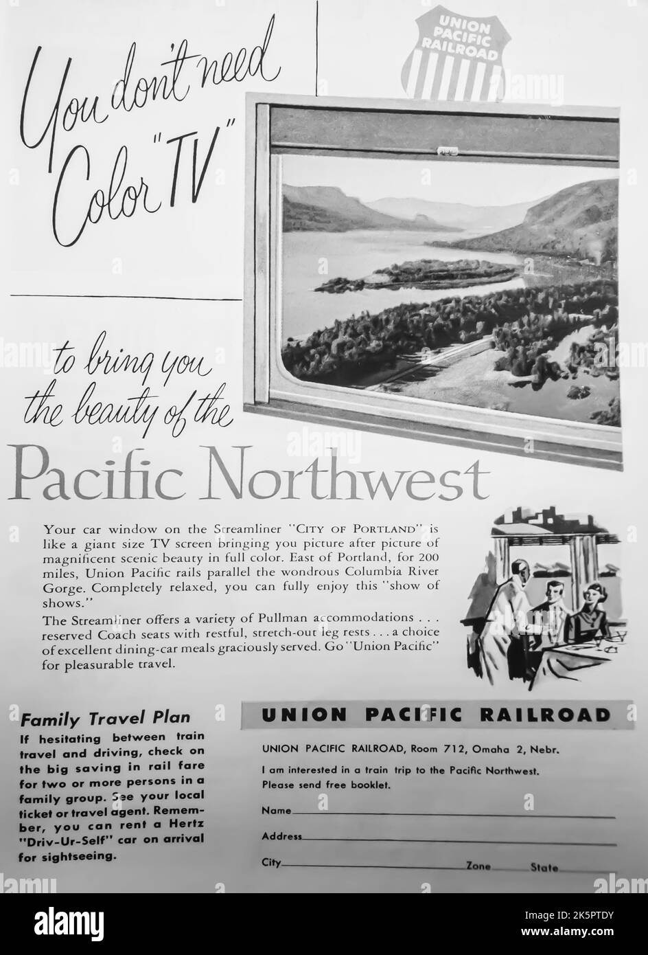 Pacific Northwest advertisement in NatGeo magazine, 1954 Stock Photo ...