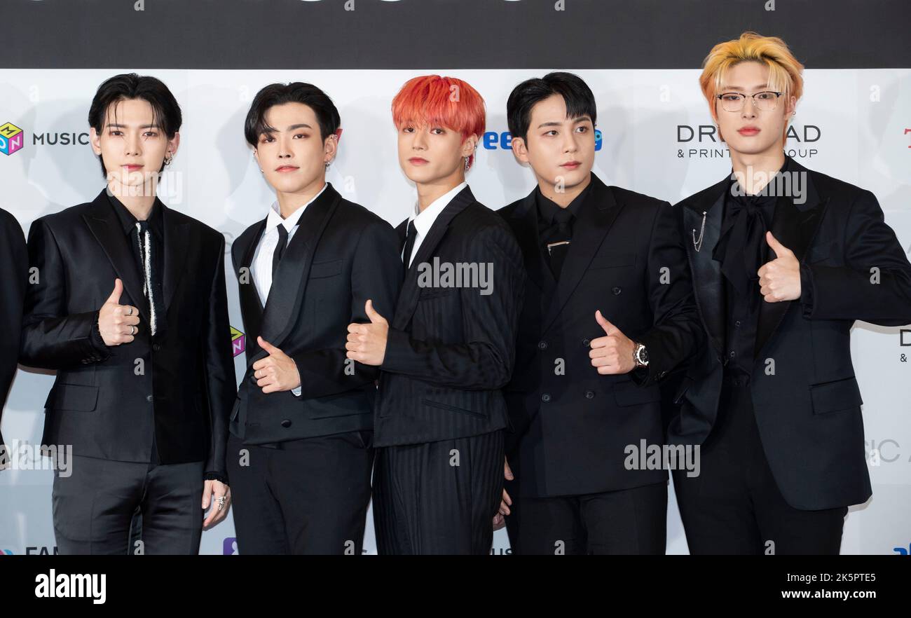8 Oct 2022 - Seoul, South Korea : South Korean–Japanese boy band Ateez, attend a red carpet ...