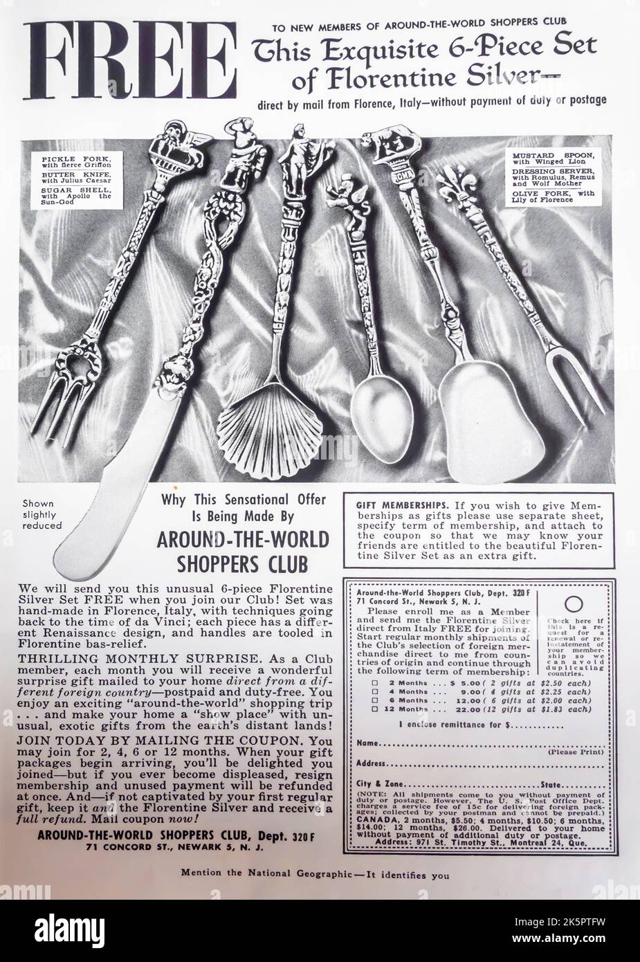 Around-the-world Shoppers club advert in NatGeo magazine, October 1954 ...