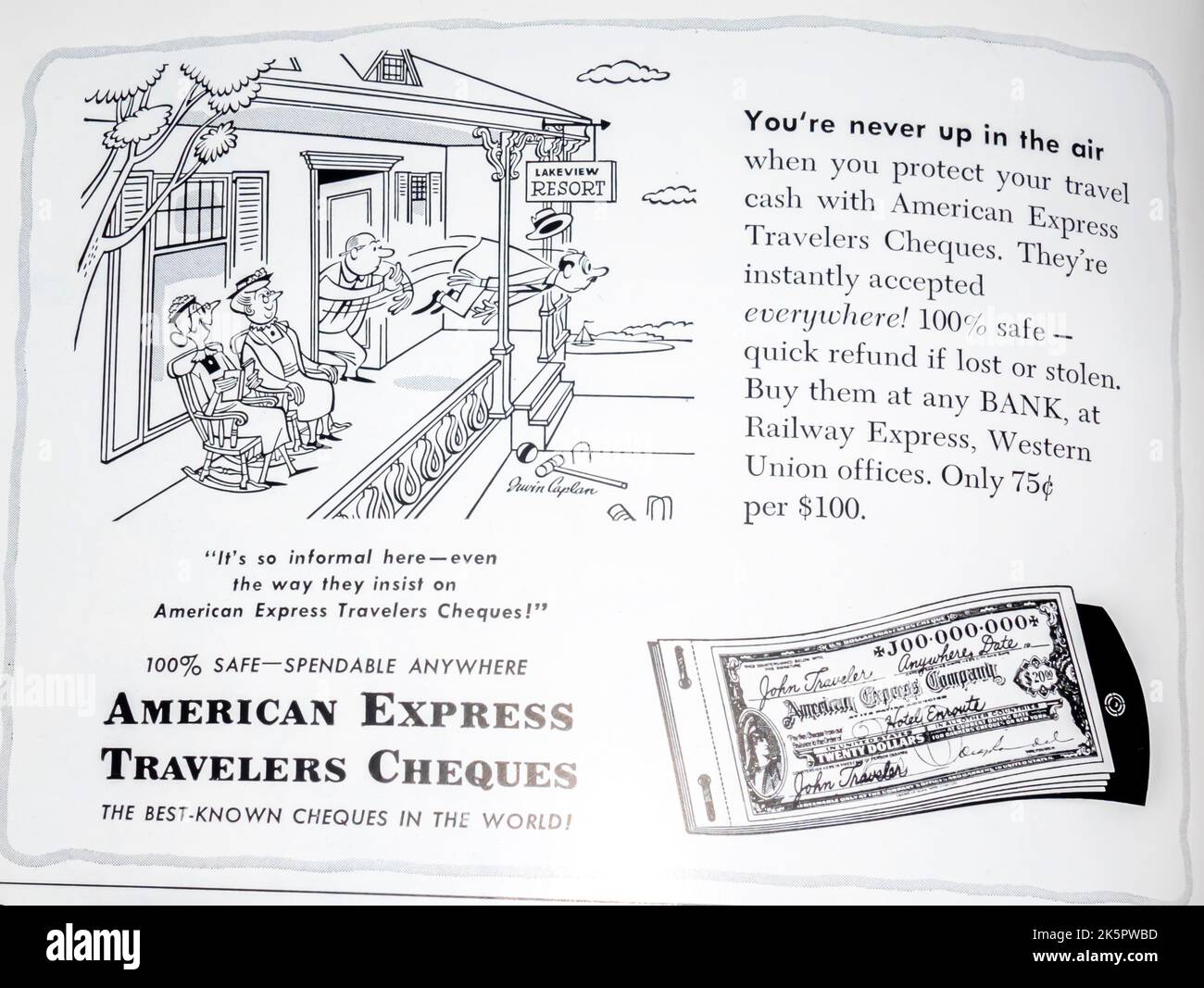 American express travellers cheques advert in NatGeo magazine, 1954 ...