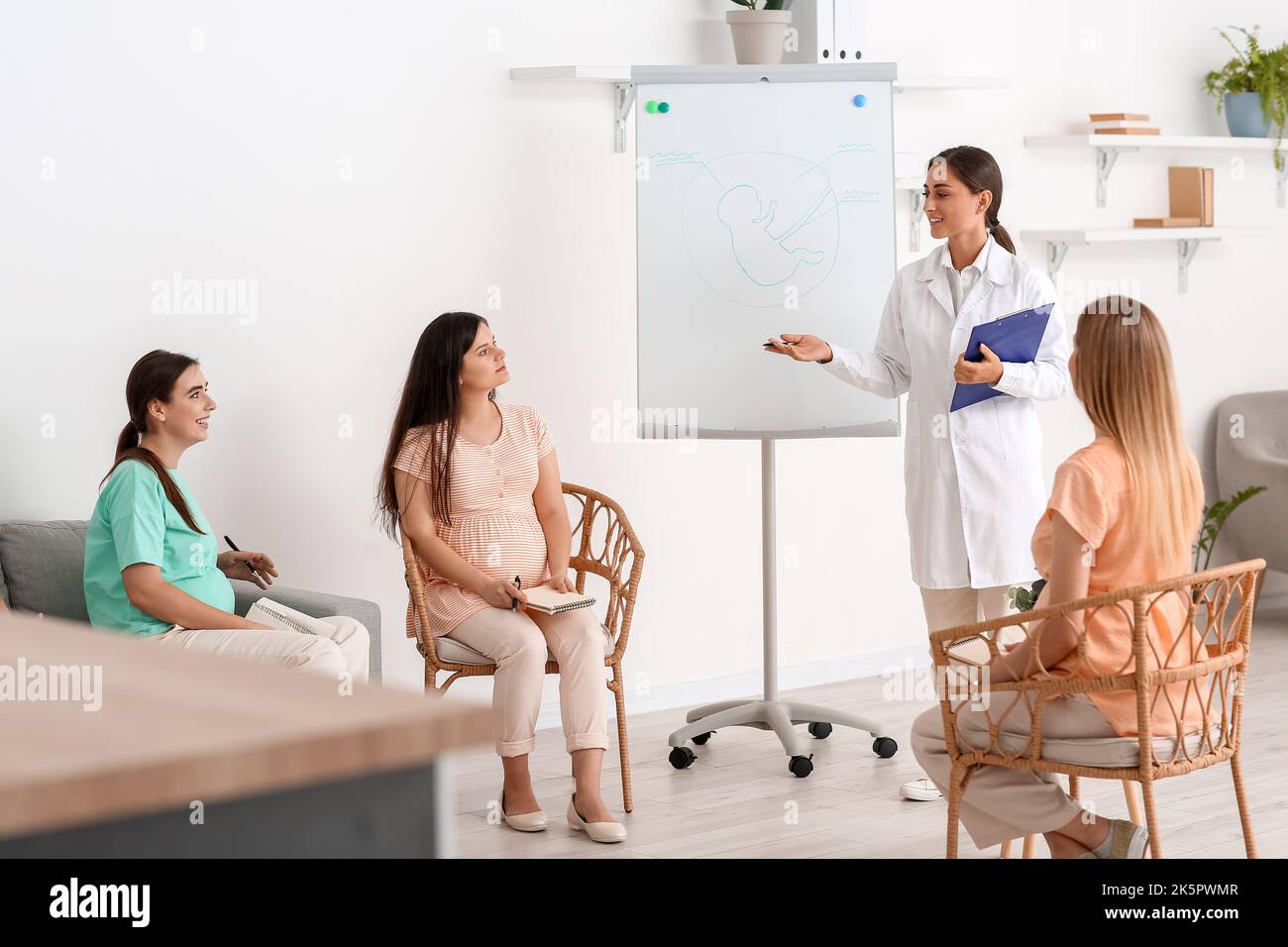 Female doctor giving course for expectant mothers in class Stock Photo ...