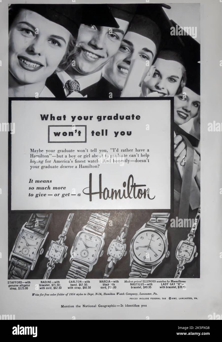 1954 Hamilton watch print ad Stock Photo - Alamy