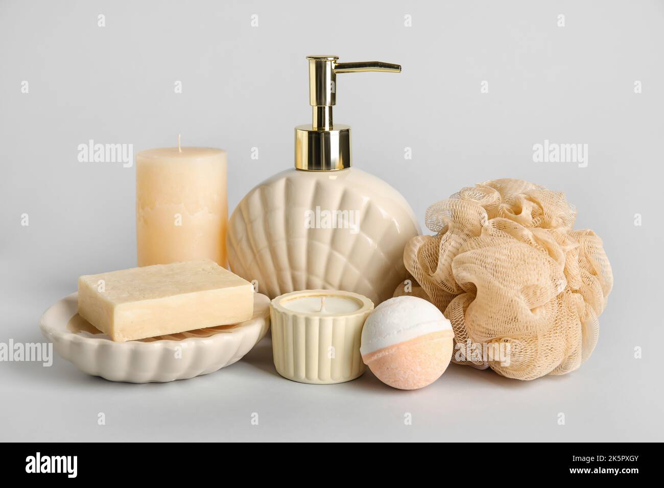Set of different bath supplies isolated on white background Stock Photo ...