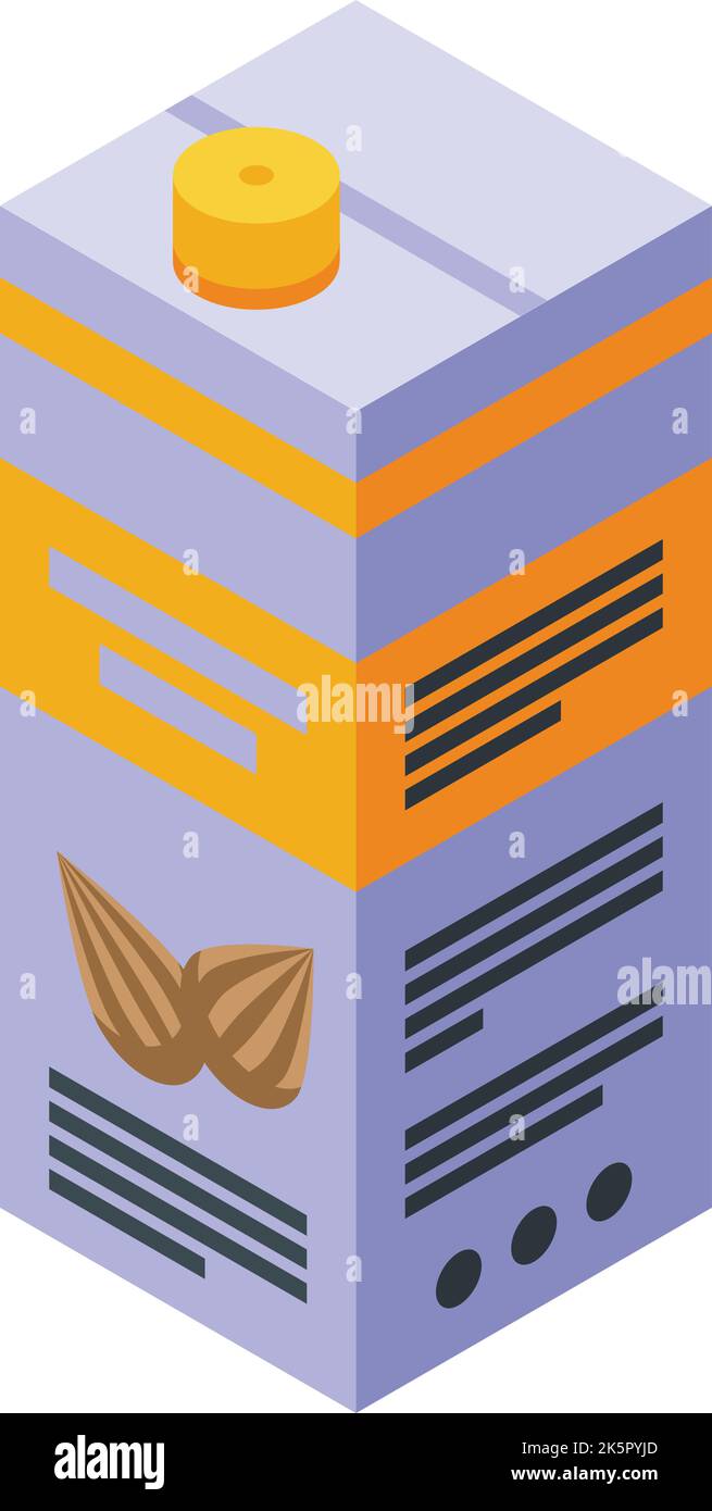 Almond milk pack icon isometric vector. Vegetable food. Drink vegan ...