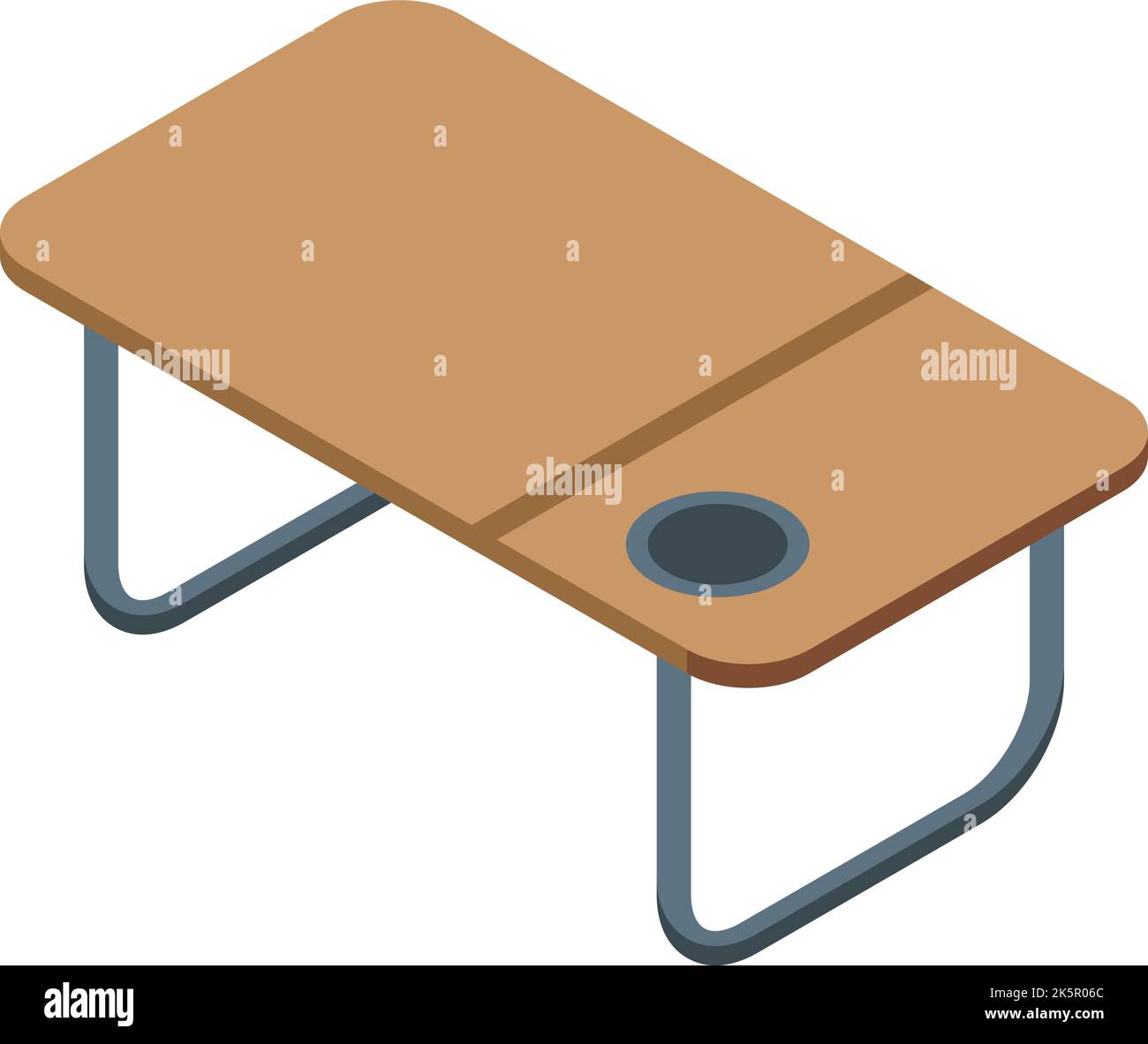 Wood laptop stand icon isometric vector. Desk table. Portable workspace ...