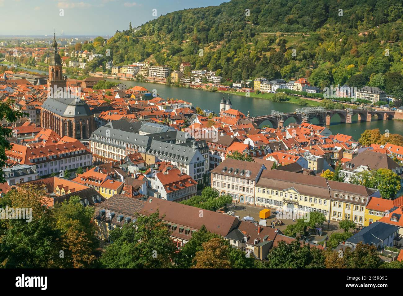 Medieval Heidelberg old town cityscape from above, Germany Stock Photo ...