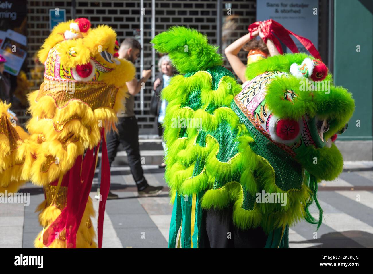 Kosmos Good Life Parade - Showing people in dragon costume in Aarhus ...