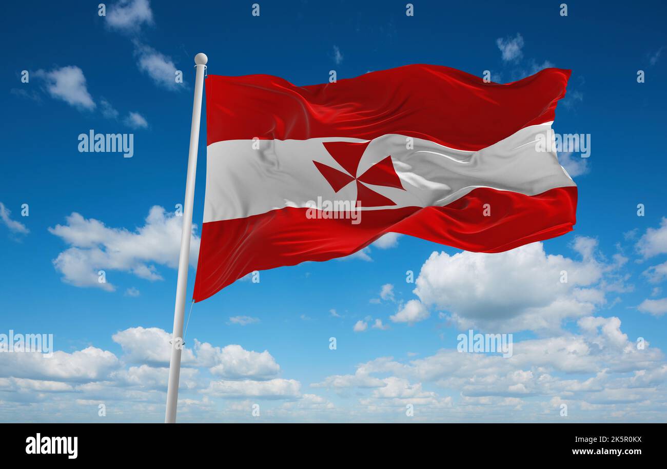 flag of Kingdom of Rimatara 1856 1891, Australia Oceania at cloudy sky ...
