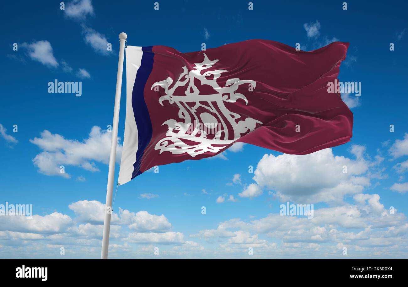 flag of Late 19th Century Sulu, asia at cloudy sky background, . flag ...