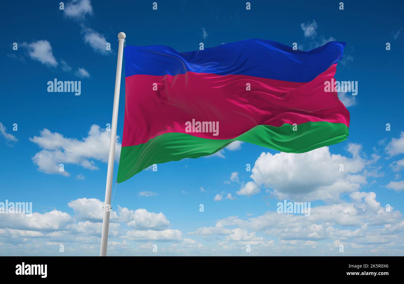 flag of Kuban People's Republic, Europe at cloudy sky background,. flag ...